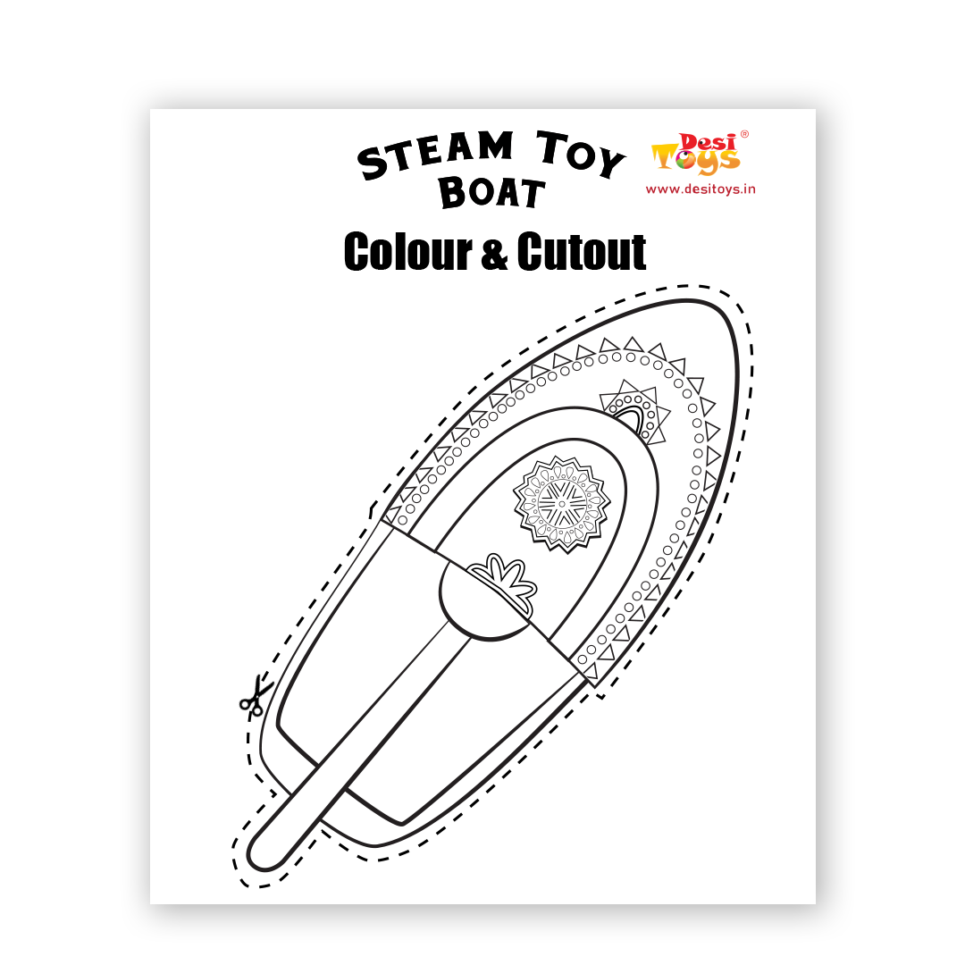 Colour & Cutout - Steam Toy Boat - Activity Sheet – Desi Toys