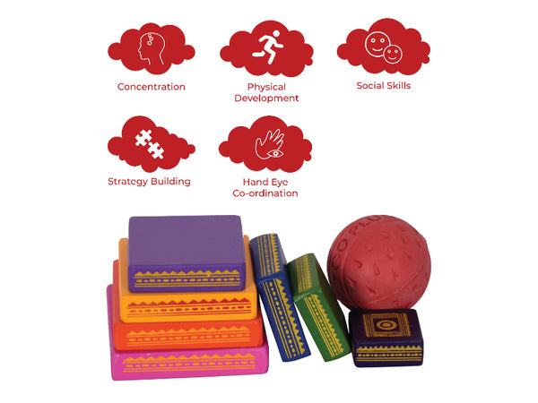 Lagori Game set for Kids /Seven Stones / Pithu / Sitoliya – Desi Toys