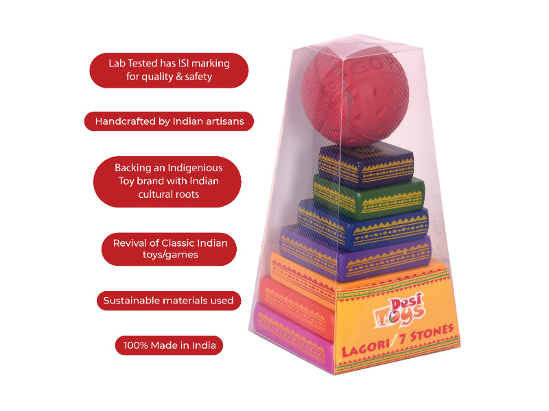 Lagori Game set for Kids /Seven Stones / Pithu / Sitoliya – Desi Toys